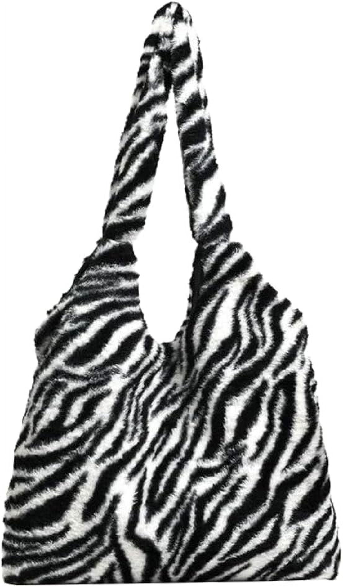 Kukuzhu Fuzzy Shoulder Bag for Women Plush Hobo Bag Tote Handbag Soft ...