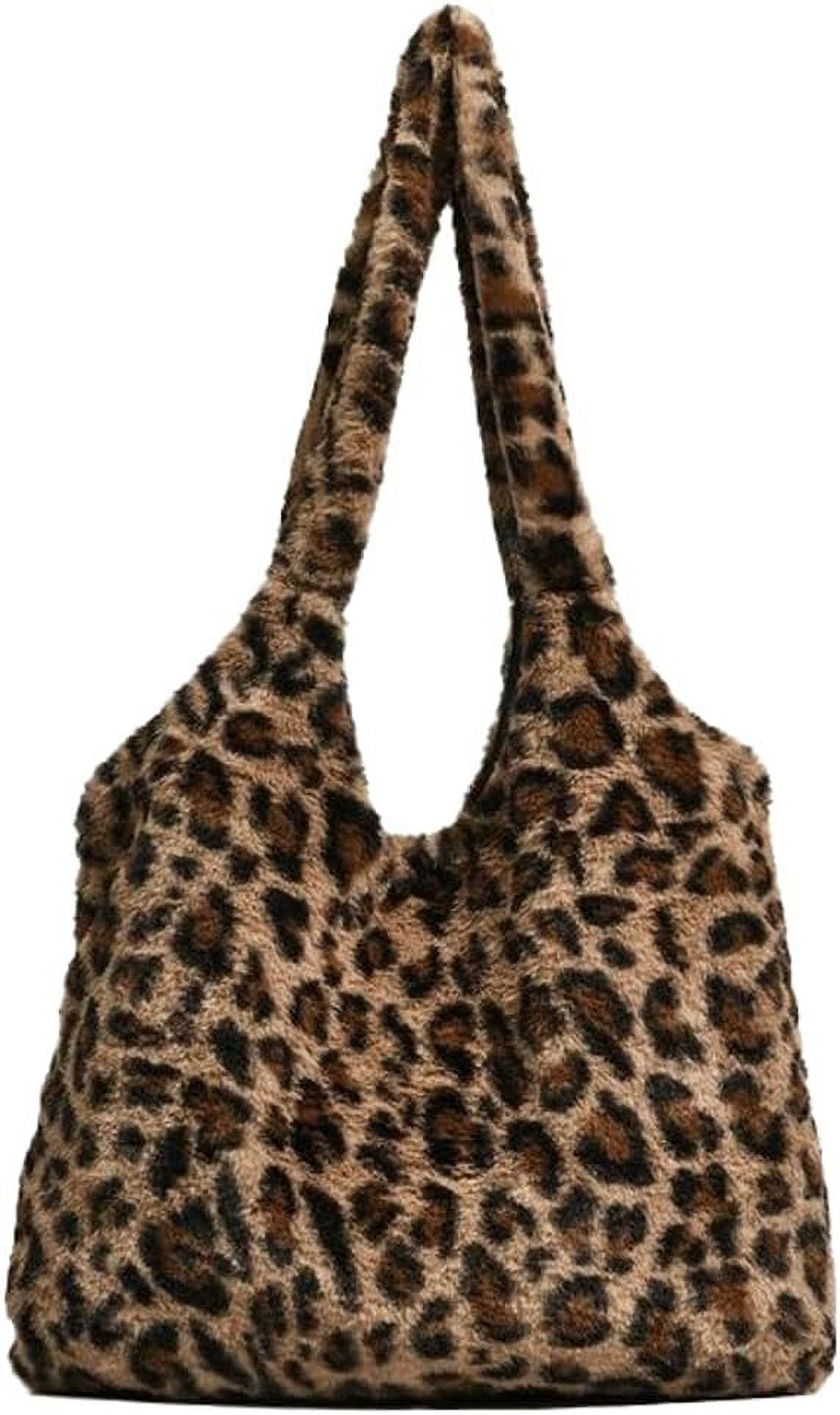 Kukuzhu Fuzzy Shoulder Bag for Women Plush Hobo Bag Tote Handbag Soft ...