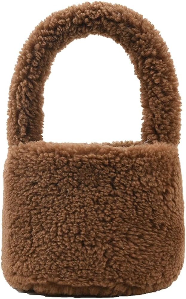 Kukuzhu Fuzzy Tote Bag for Women Faux Sherpa Small Tote Fluffy Cute ...