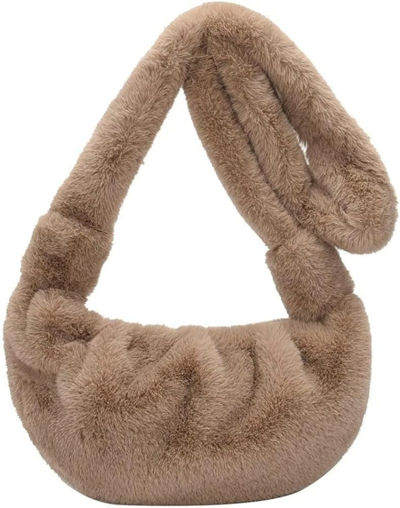 Kukuzhu Fuzzy Tote Bag for Women Furry Handbag Shoulder Bag Fluffy Hobo ...