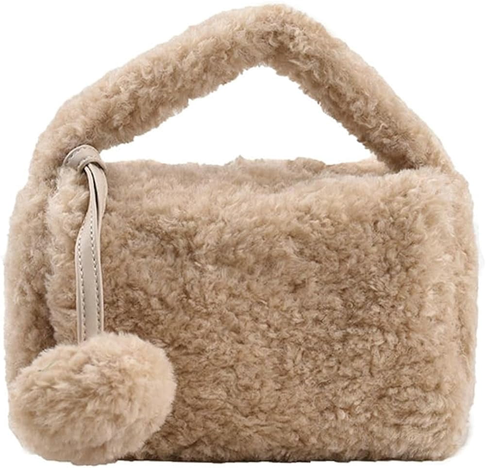Kukuzhu Fuzzy Tote Bag for Women Furry Handbag Small Tote Bag Fluffy ...