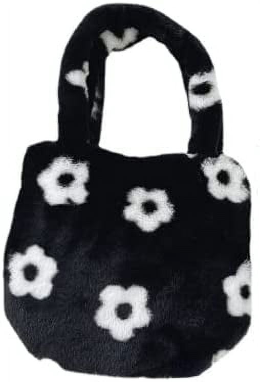 Kukuzhu Girls Cute Flower Plush Shoulder Bag Kawaii Chain Tote Handbag ...