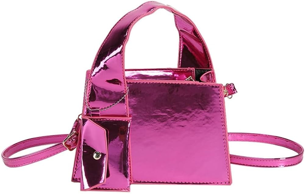 Kukuzhu Glossy Mini Tote Handbag Women Y2k Sparkly Top Handle Satchels ...