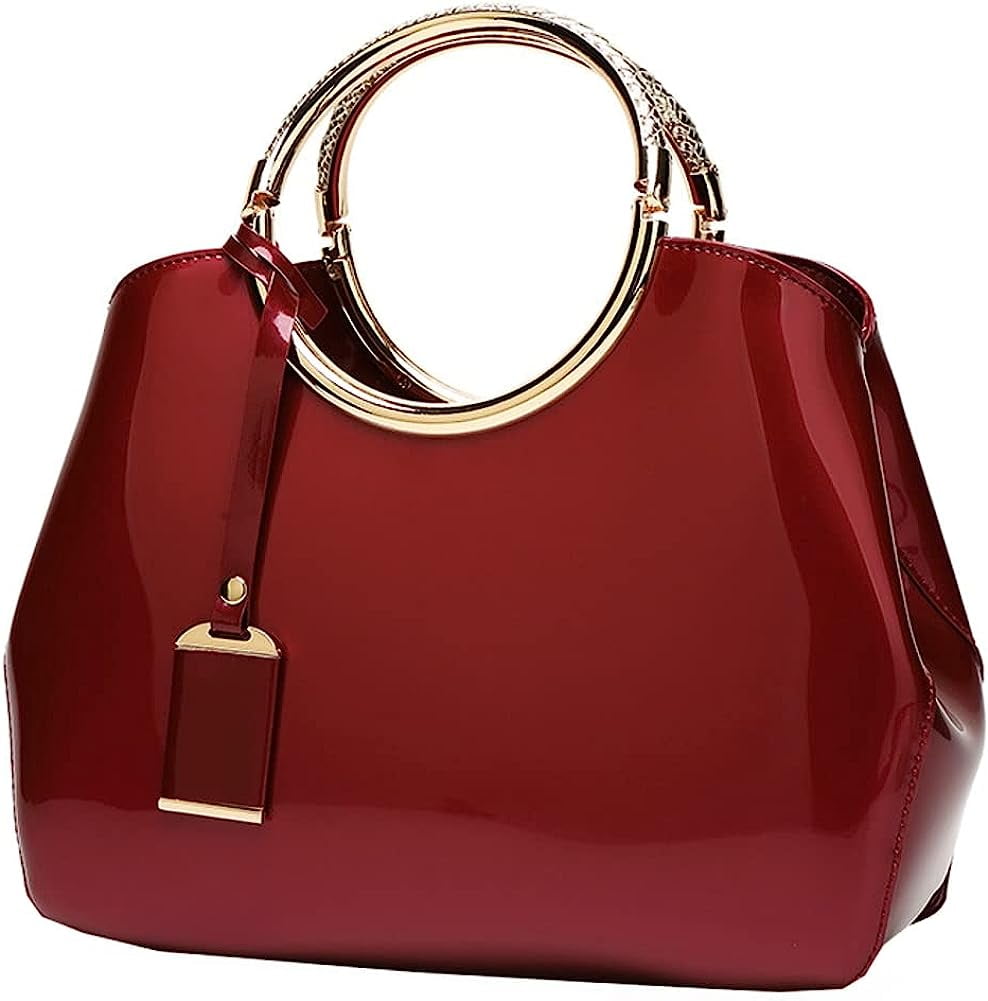 Kukuzhu Glossy Tote Bag Women's Lacquer Leather Crossbody Bag Elegant ...