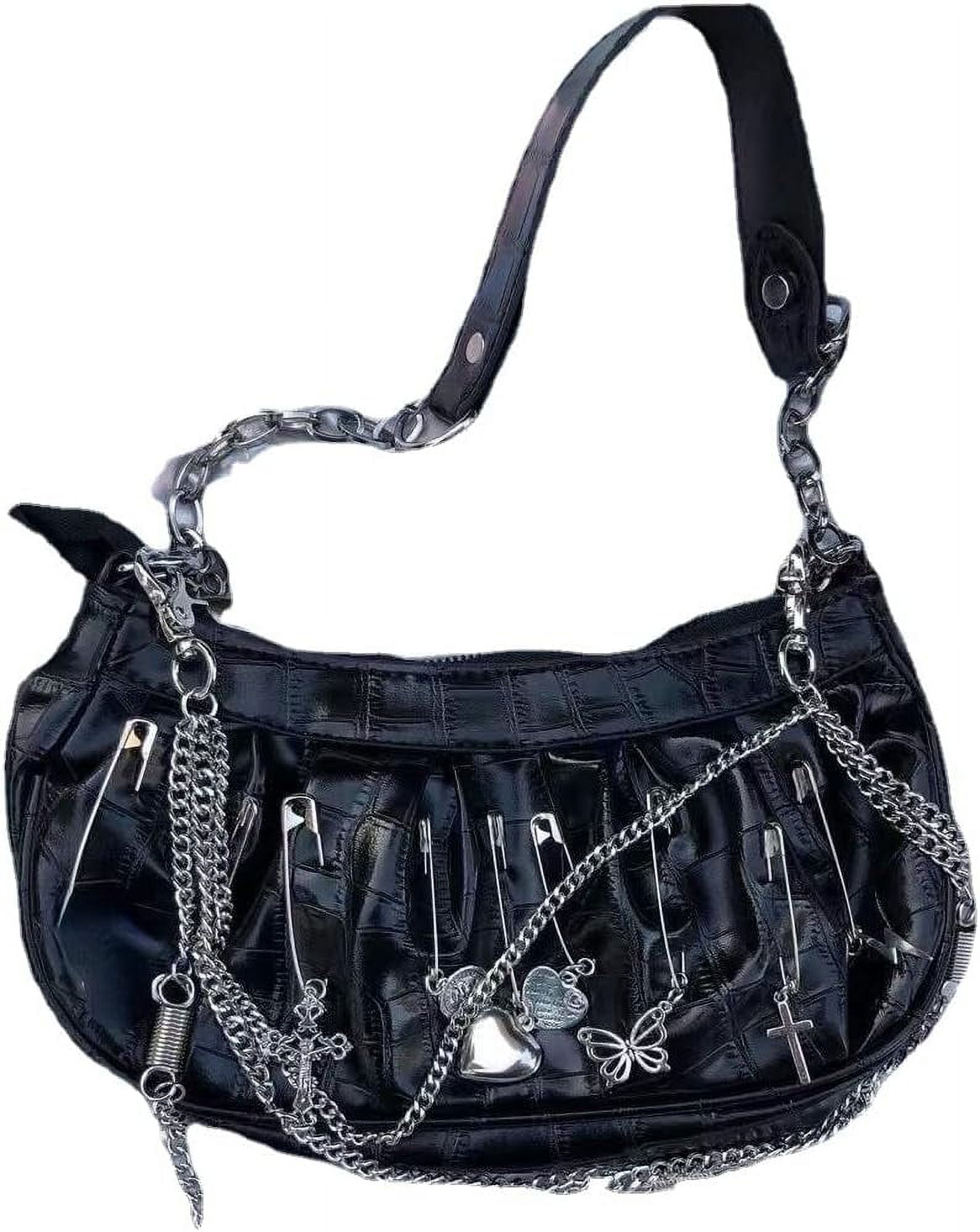 Kukuzhu Goth Purse Black Shoulder Bag for Women Gothic Purse Aesthetic ...