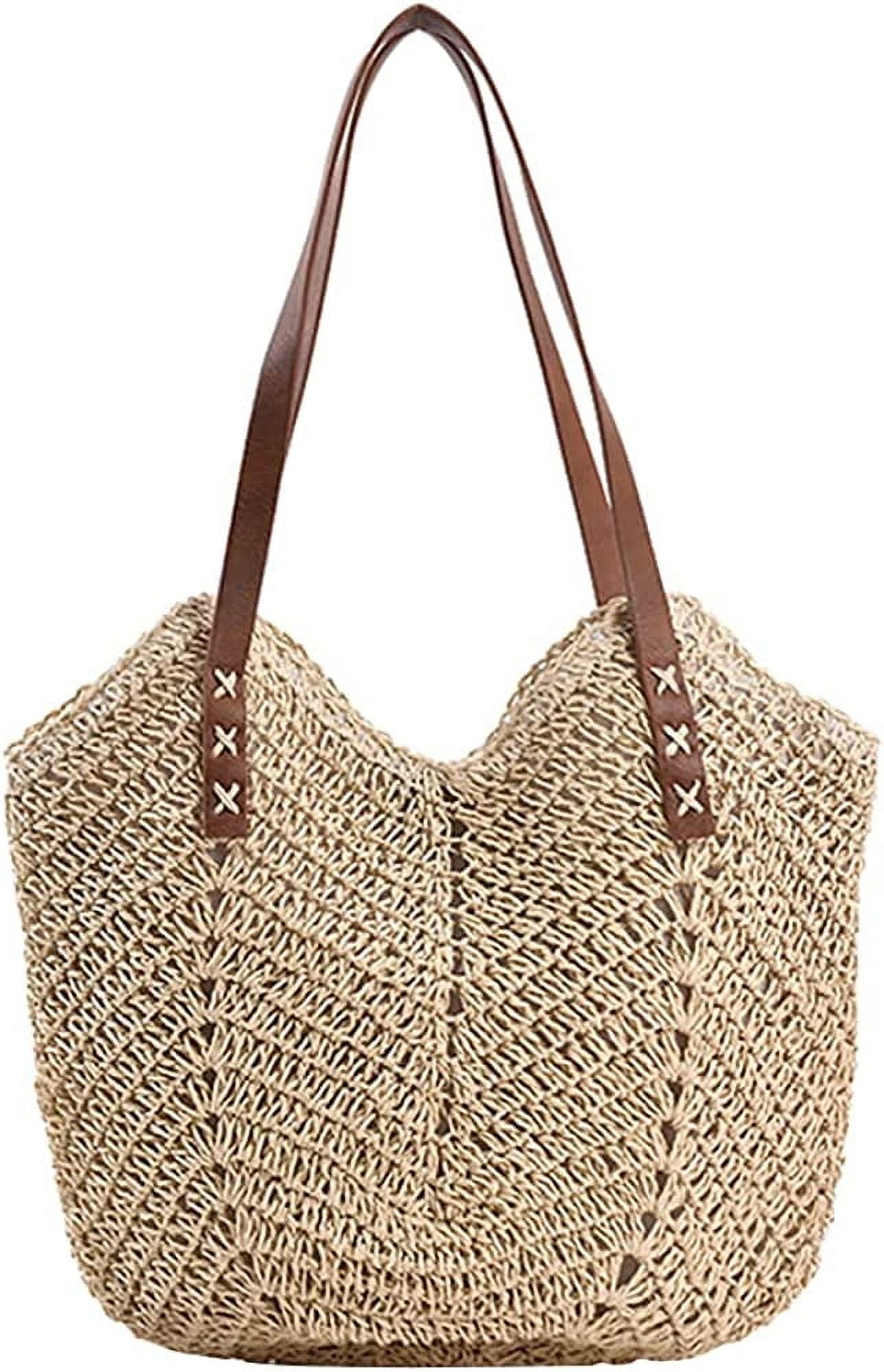 Kukuzhu Hand-woven Soft Large Straw Shoulder Bag Retro Boho Tote Bags ...