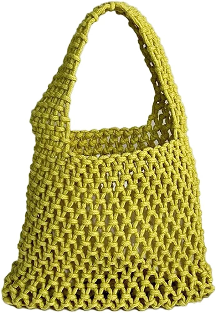 Kukuzhu Handwoven Hobo Bag for Women Bucket Bag Cotton Rope Crochet ...