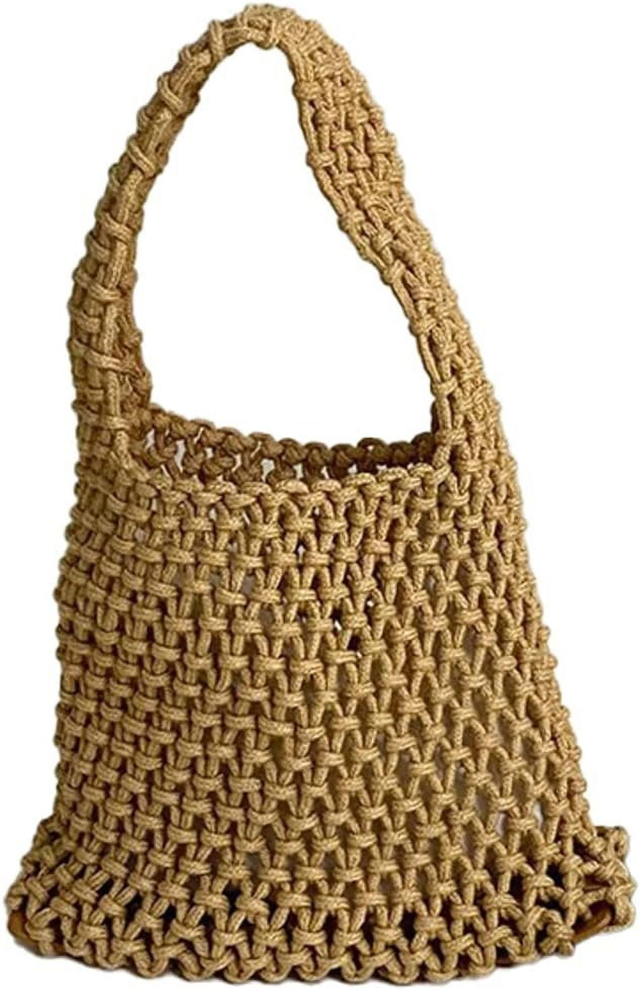 Kukuzhu Handwoven Hobo Bag for Women Bucket Bag Cotton Rope Crochet ...