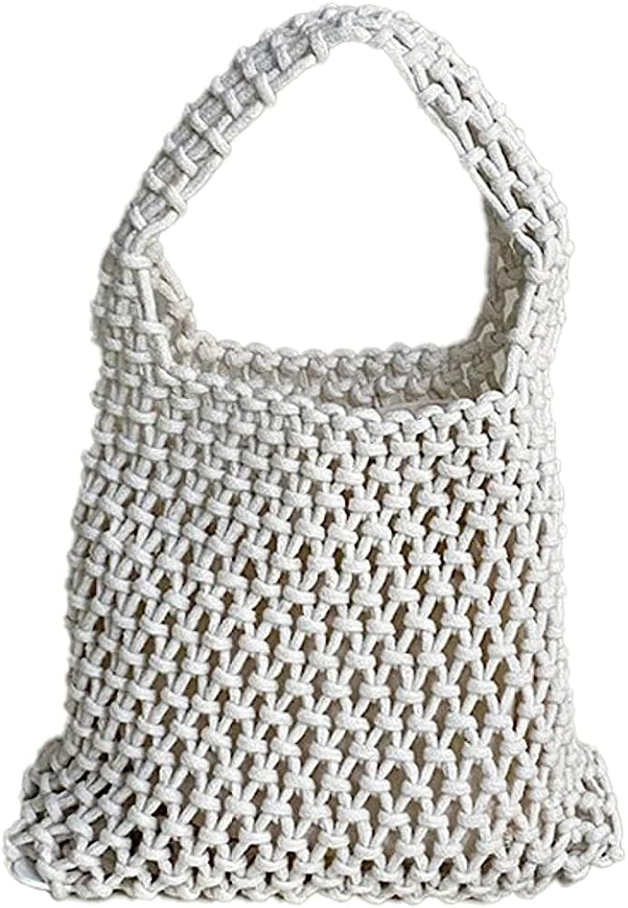 Kukuzhu Handwoven Hobo Bag for Women Bucket Bag Cotton Rope Crochet ...