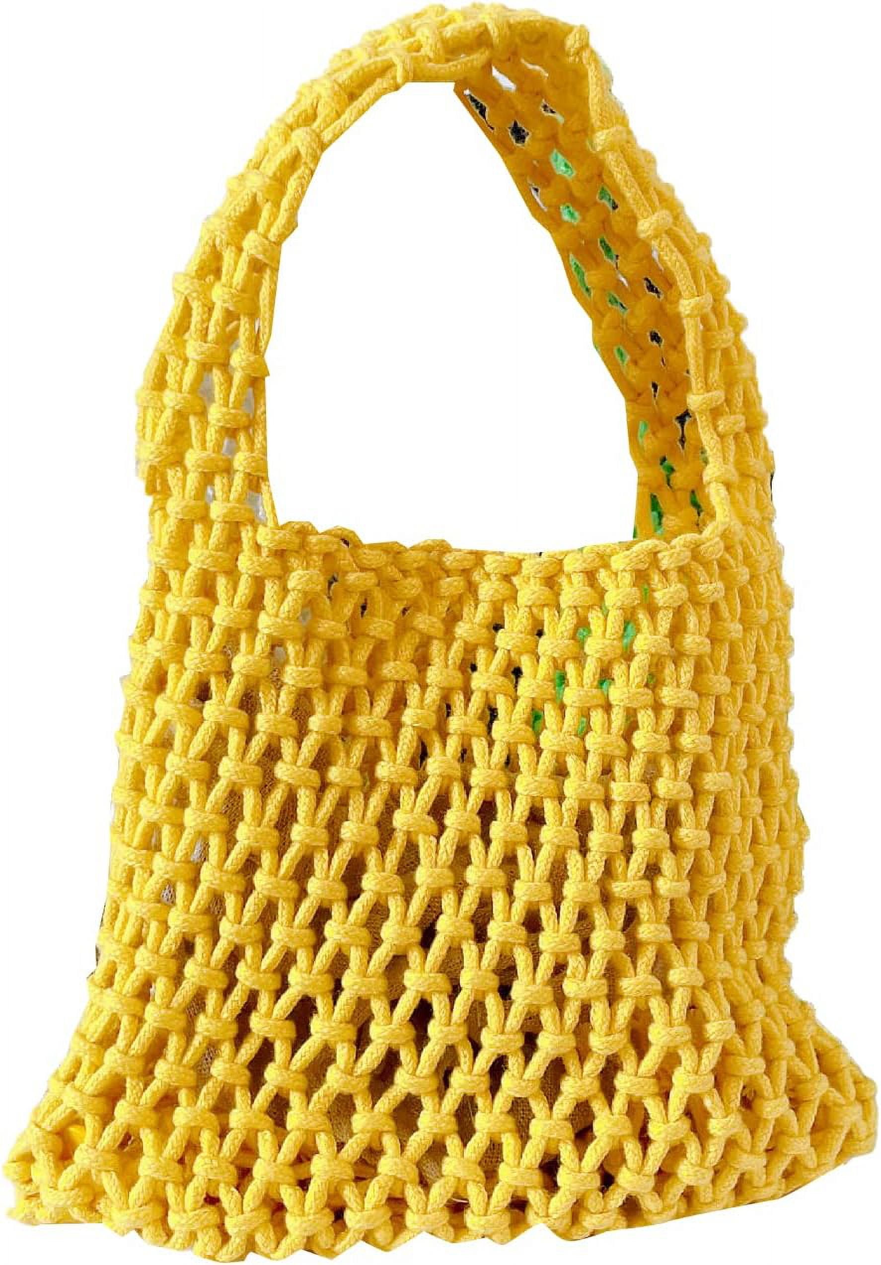 Kukuzhu Handwoven Hobo Bag for Women Bucket Bag Cotton Rope Crochet ...