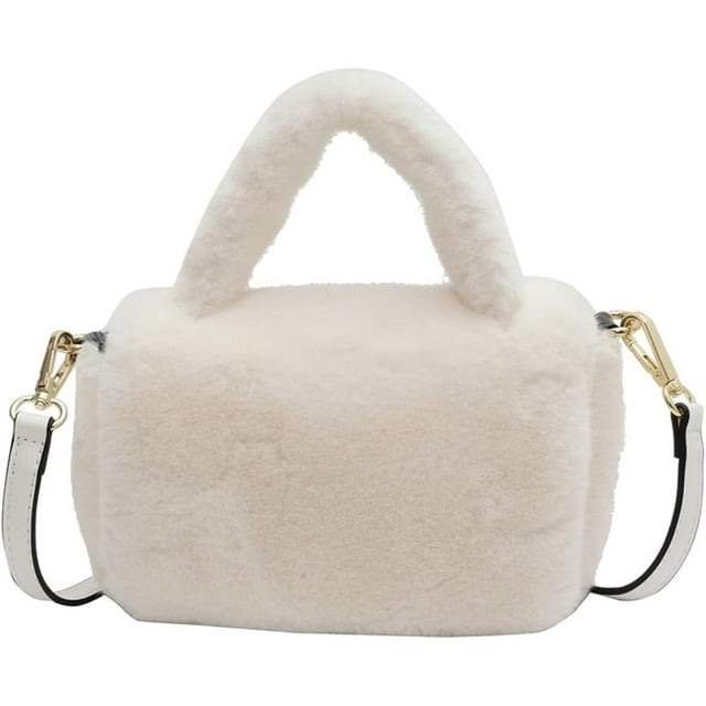 Kukuzhu Hobo Bags For Women Furry Purse Fuzzy Faux Fur Tote Bag Cute
