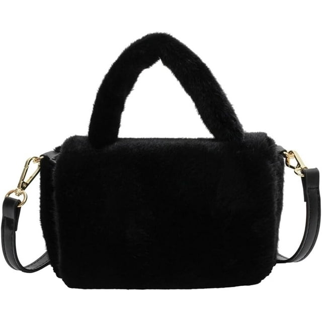 Kukuzhu Hobo Bags For Women Furry Purse Fuzzy Faux Fur Tote Bag Cute