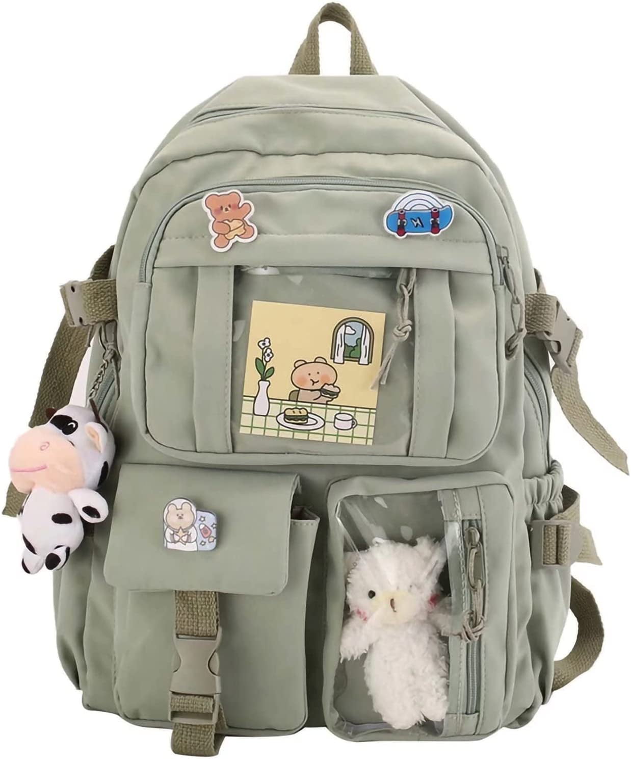 Kukuzhu Kawaii Backpack With cute plush pendant and Kawaii pins ...