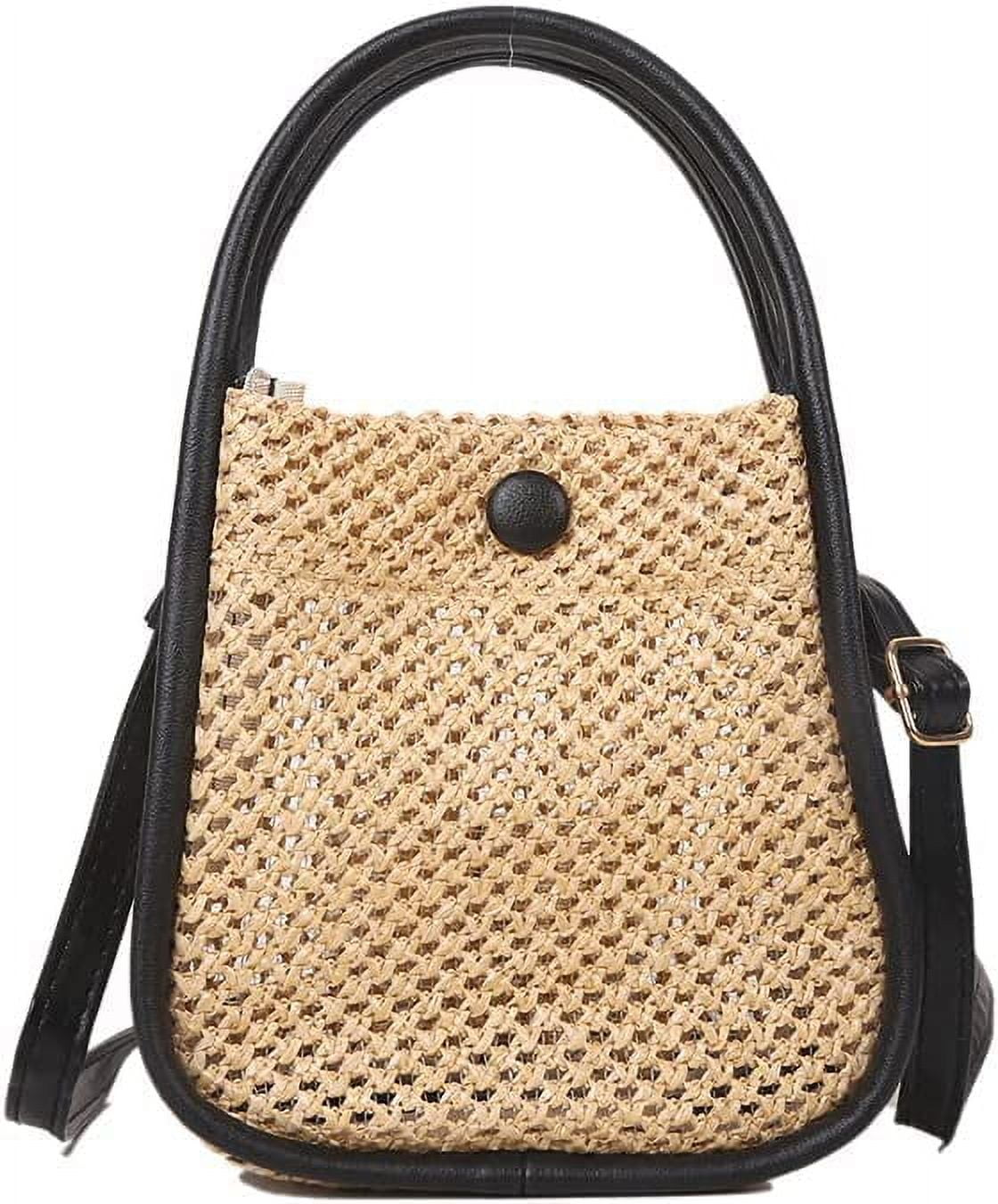 Kukuzhu Kawaii Rattan Tote Bag for Women Coquette Handmade Wicker Woven ...