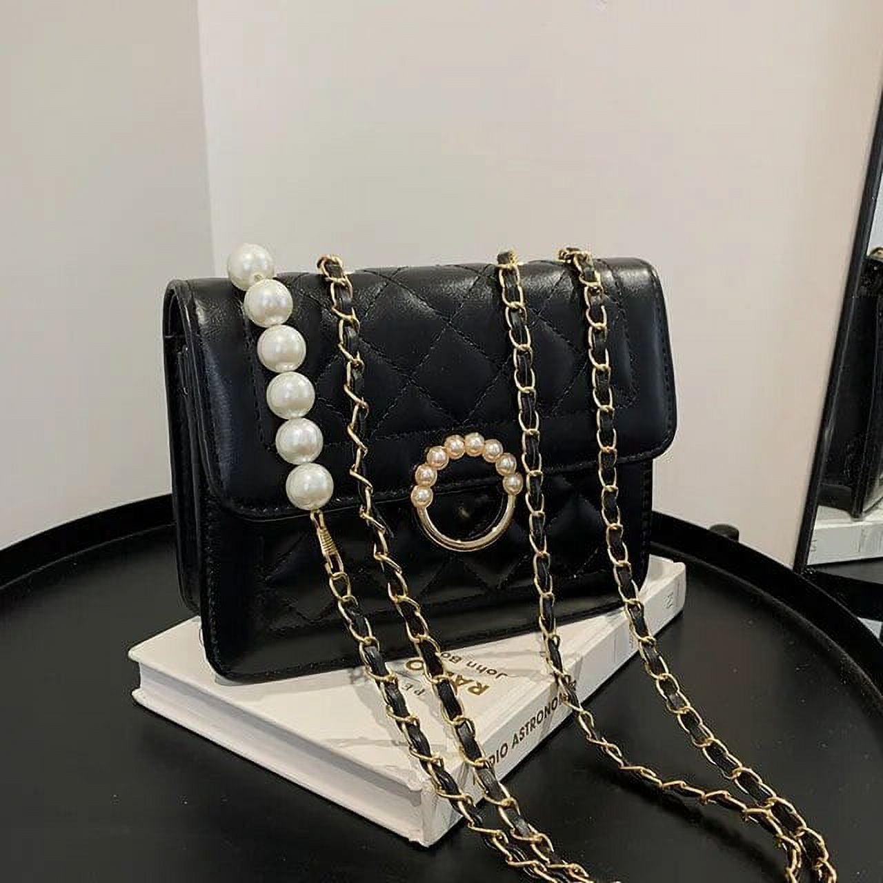 Kukuzhu Ladies Crossbody Bag Square Pearl Chain Rhombus Bag Female New ...