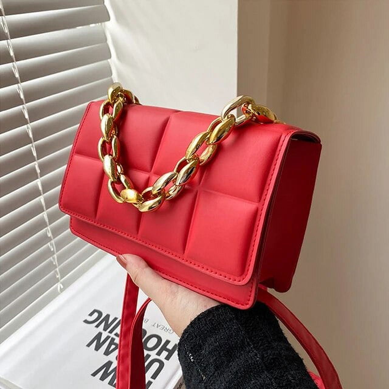 Kukuzhu Luxury Chains Shoulder Bag For Women PU Leather Crossbody Bag ...