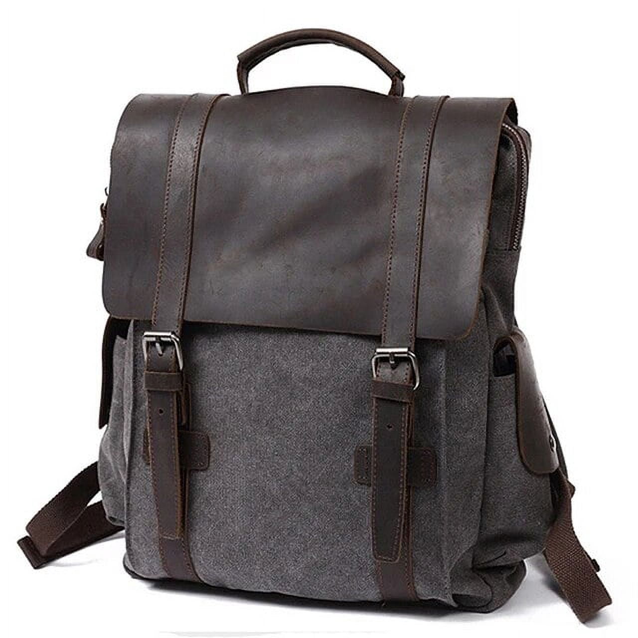 Kukuzhu New Fashion Backpack Leather Canvas Men Backpack School Bag ...