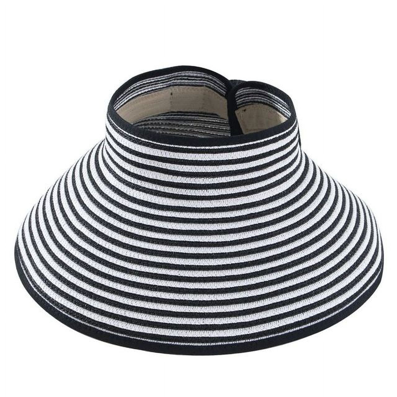 Kukuzhu New Women Roll Up Sun Visor Wide Brim Straw Hat Summer Foldable