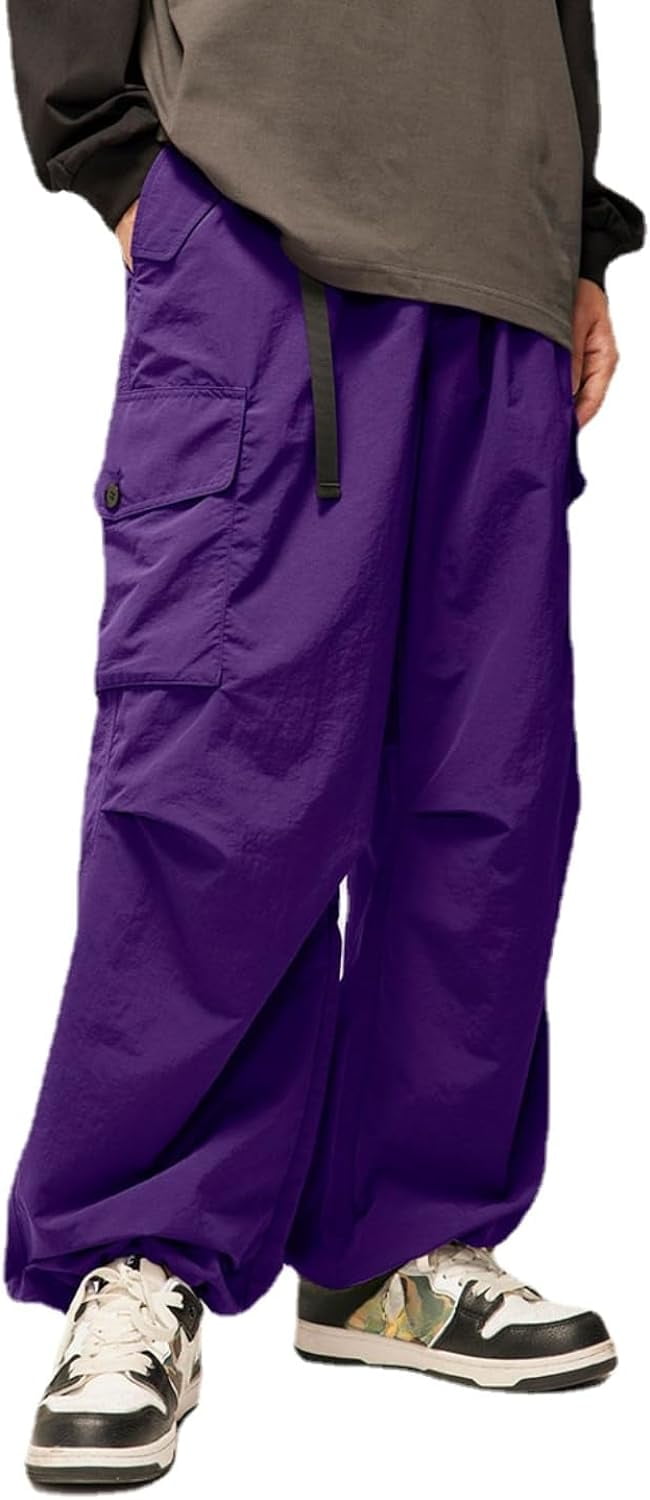 Kukuzhu Parachute Pants For Men Women Cargo Pants Baggy Y2k Elastic