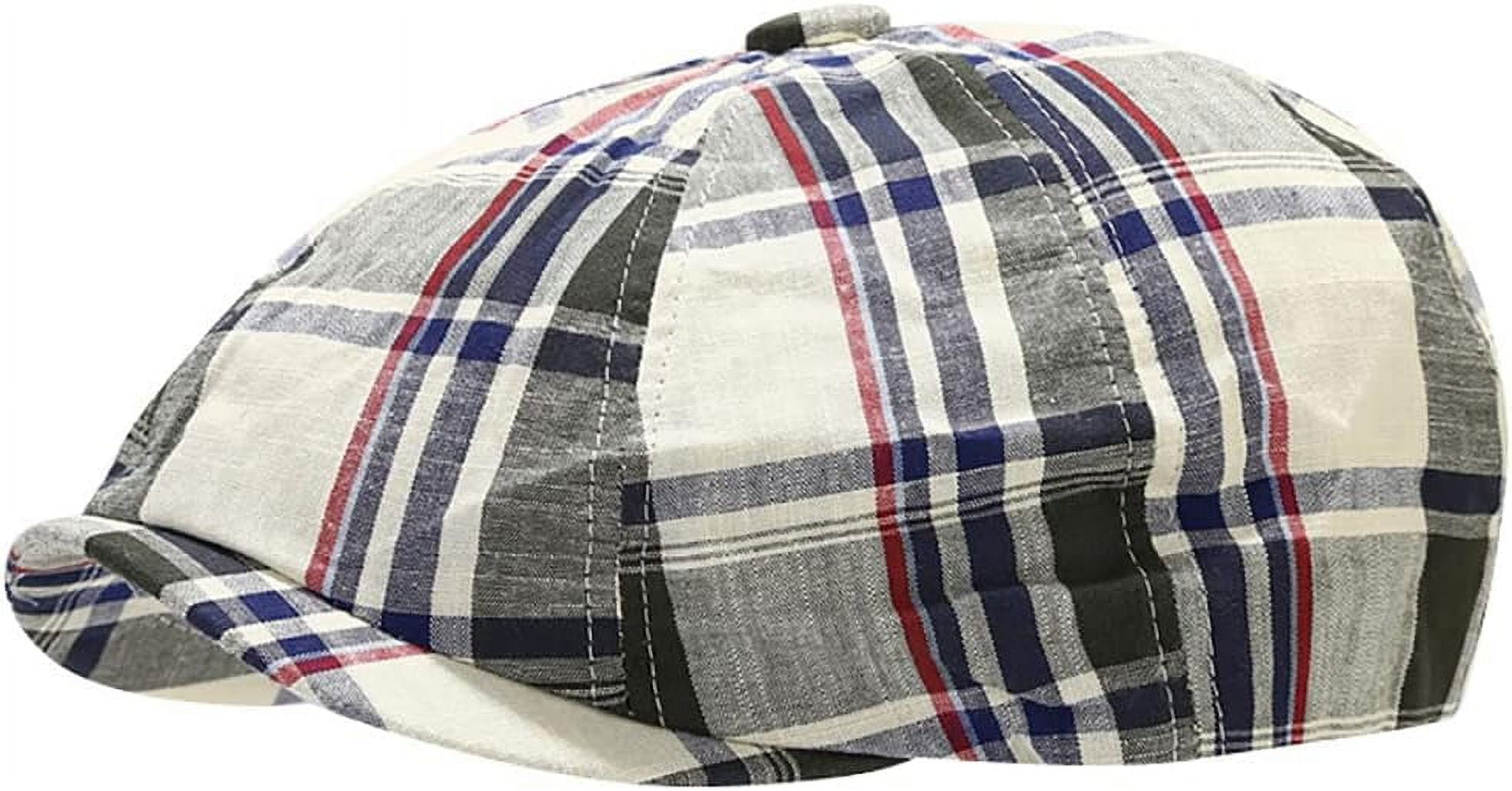 Kukuzhu Plaid Newsboy Hats for Women Men Summer Adjustable Fashion ...