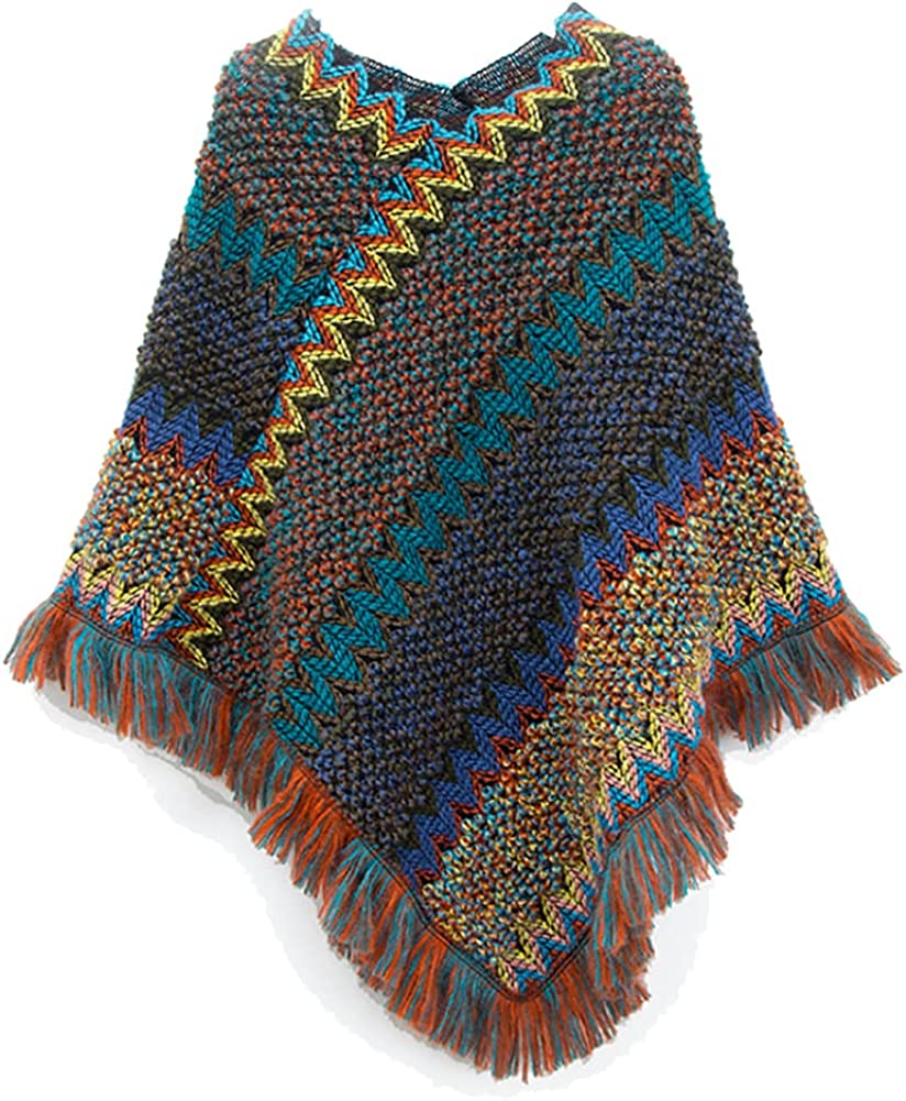 Kukuzhu Ponchos for Women, Womens Ponchos and Wraps Winter Retro ...