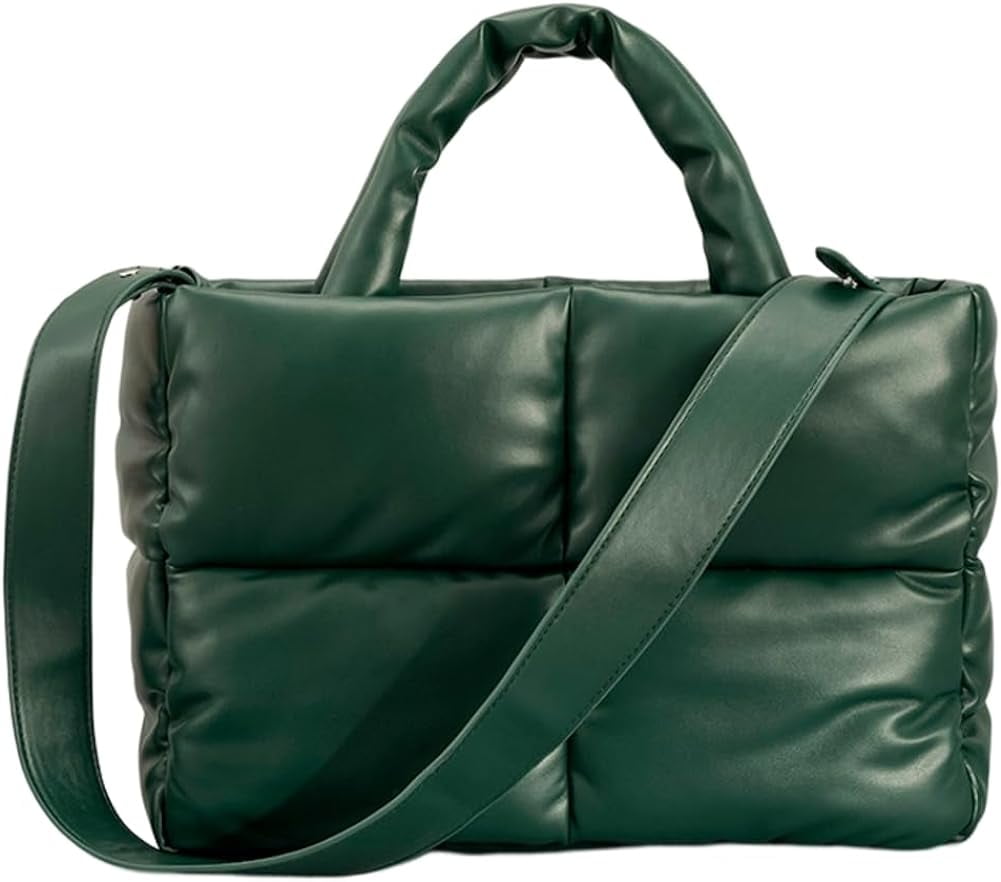 Kukuzhu Quilted Puffer Tote Bag for Women Winter Puffer Shoulder Bag ...