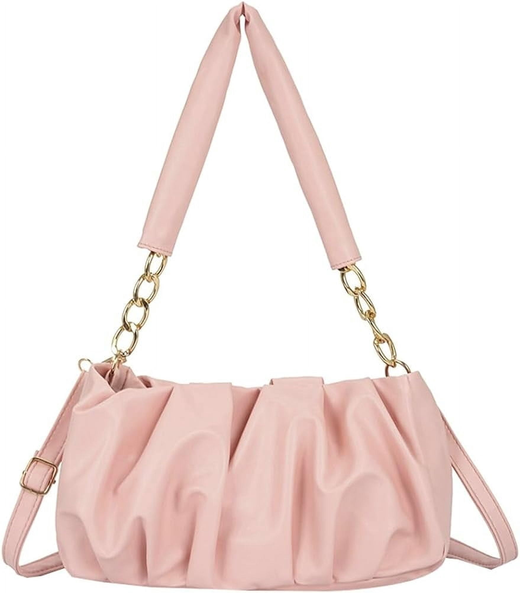 Kukuzhu Quilted Shoulder Bag Tote Bag Women Leather Pleated Hobo Bag ...
