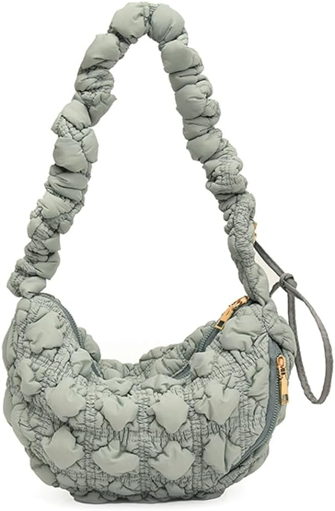 Kukuzhu Quilted Tote Bag for Women Fashion Hearted Puff Hobo Handbag ...