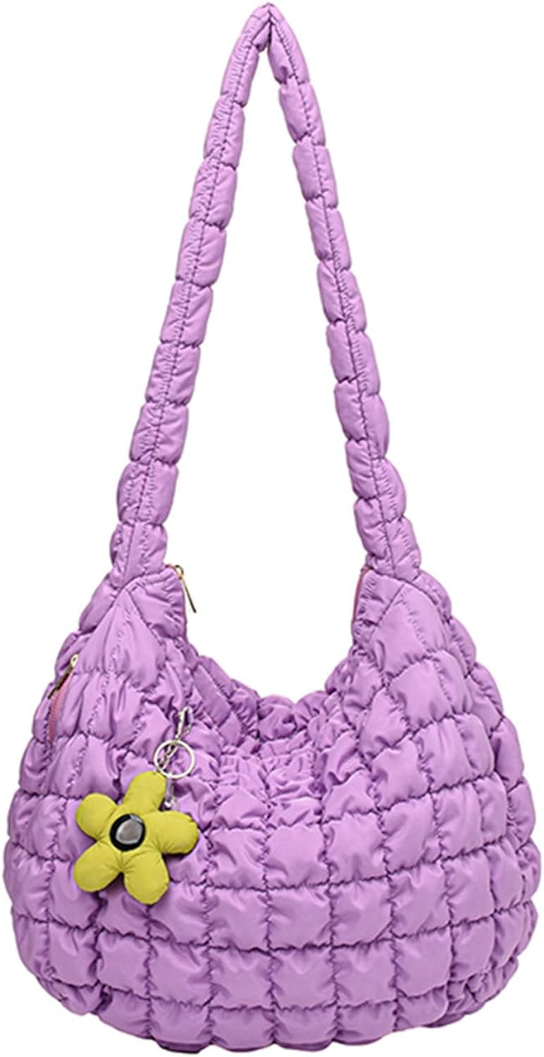 Kukuzhu Quilted Tote Bag for Women, Soft Puffer Tote Bag Lightweight ...