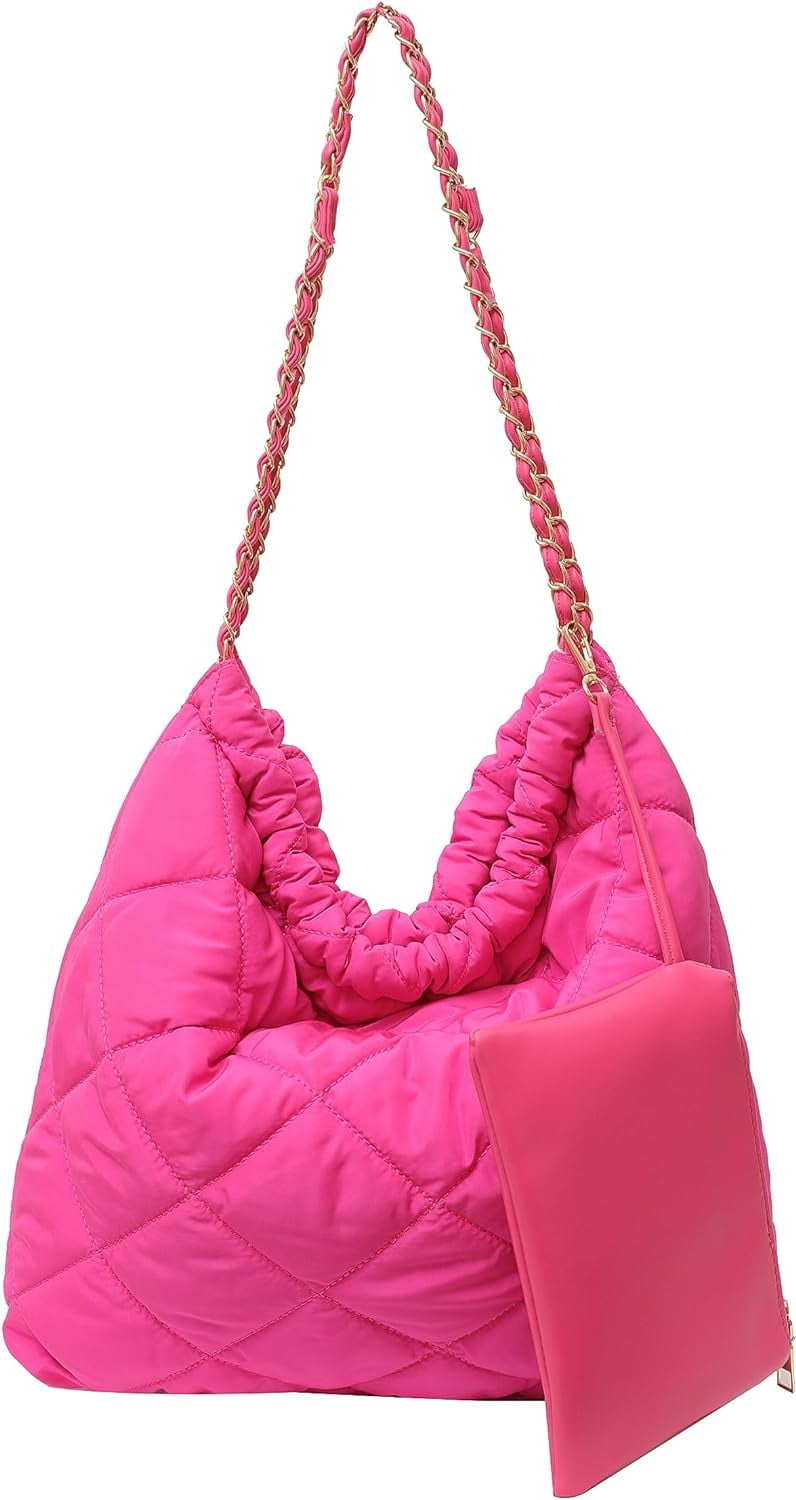Kukuzhu Quilted Tote Bag for Women, Soft Puffer Tote Bag Lightweight ...