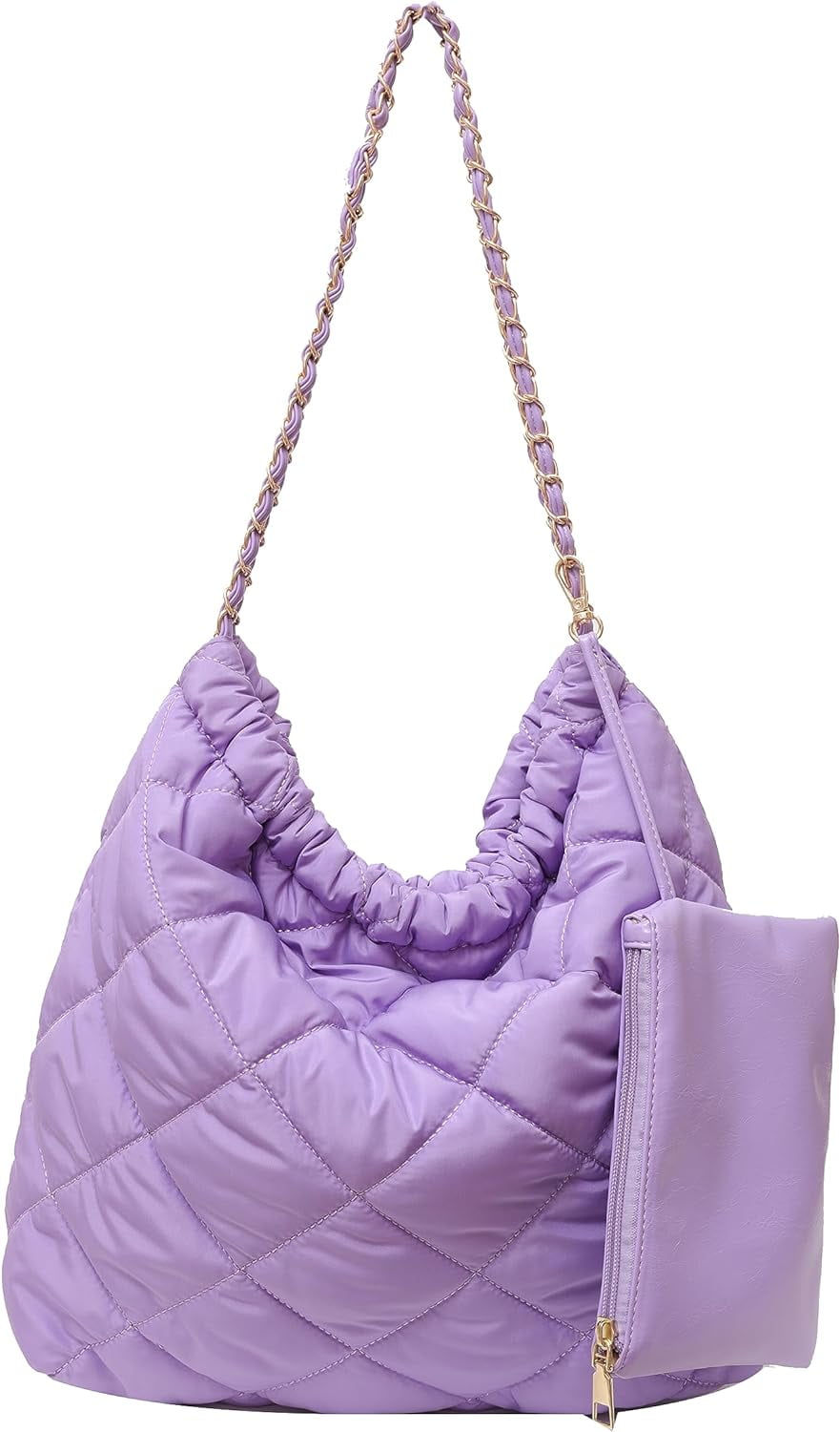 Kukuzhu Quilted Tote Bag for Women, Soft Puffer Tote Bag Lightweight ...