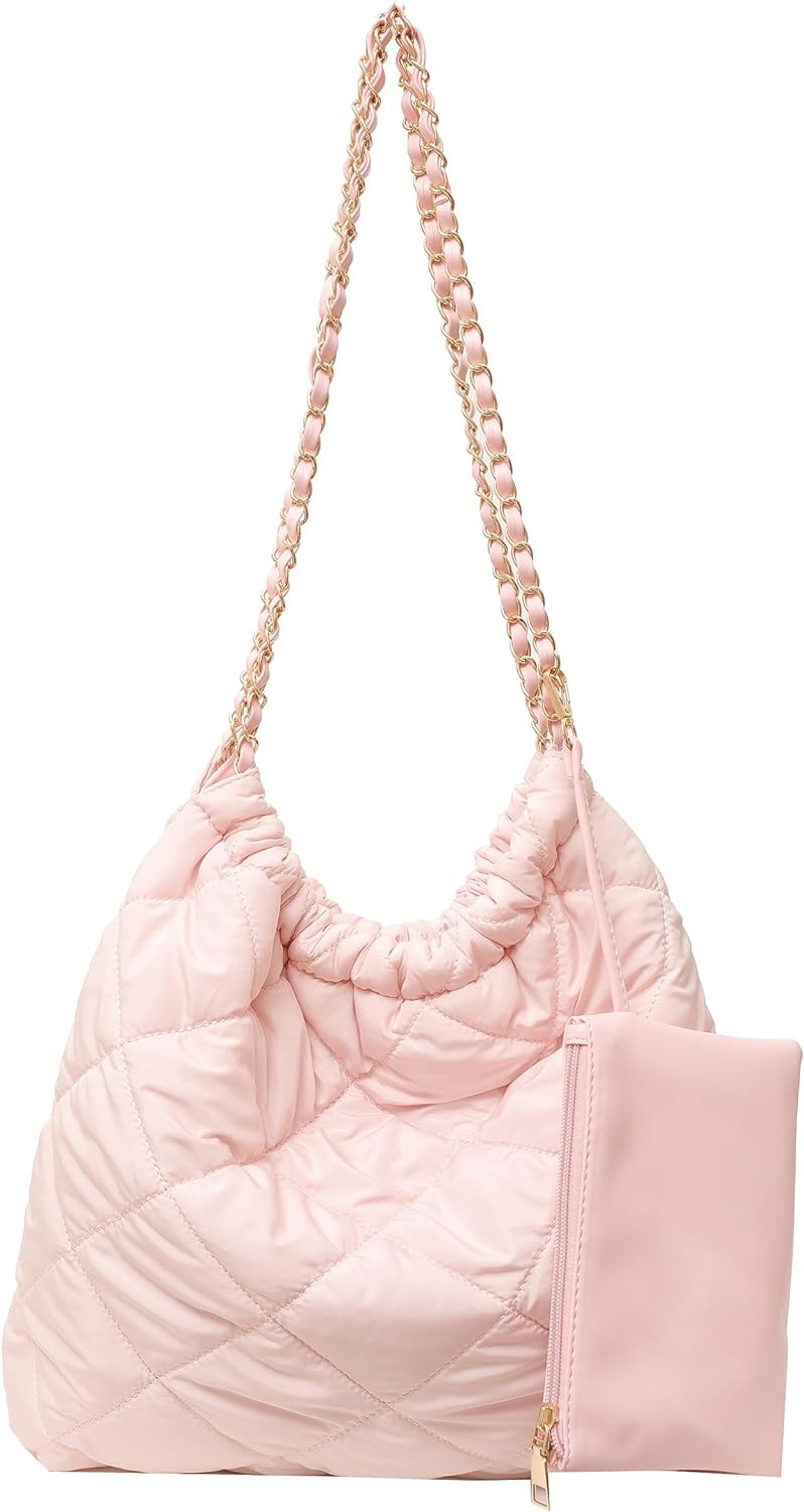 Kukuzhu Quilted Tote Bag for Women, Soft Puffer Tote Bag Lightweight ...