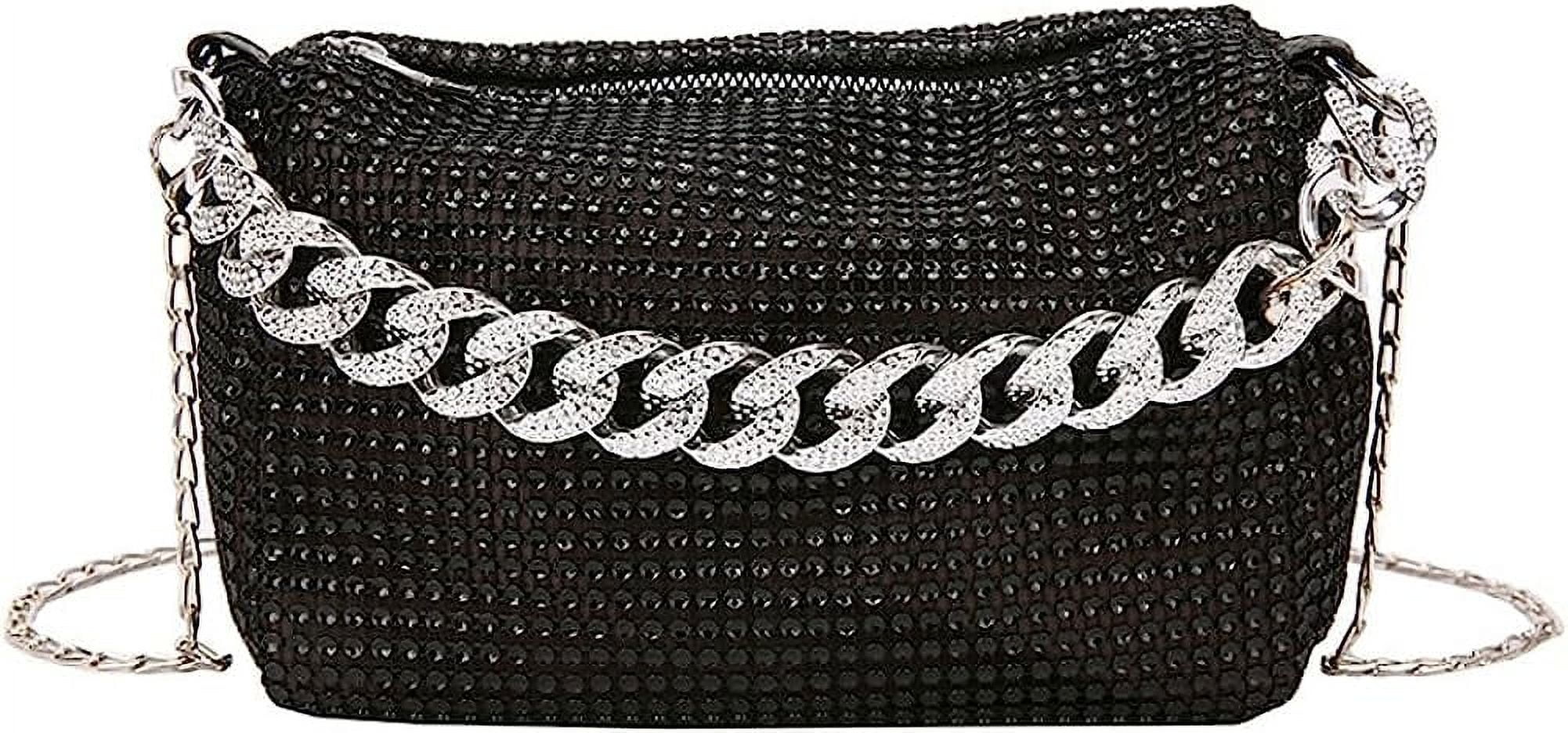 Kukuzhu Rhinestone Clutch for Women Sparkling Chain Evening Handbags ...