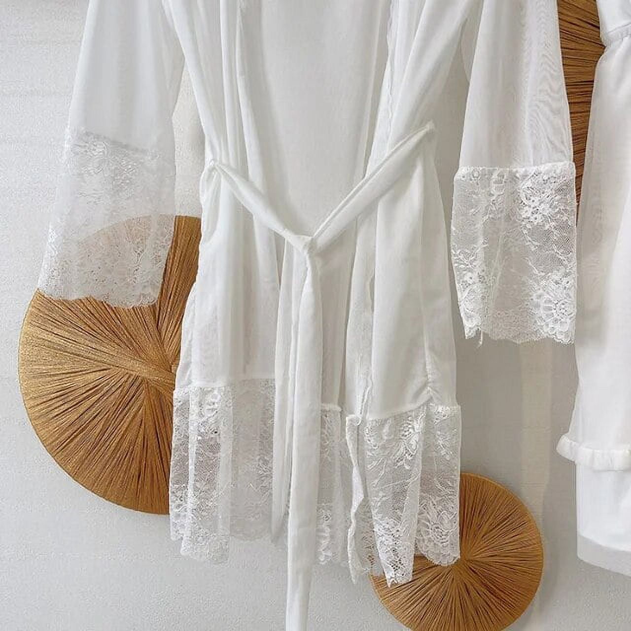 Kukuzhu Sexy Nightgowns Women 2pcs Strap Suit Robe Lace Sexy Nightdress