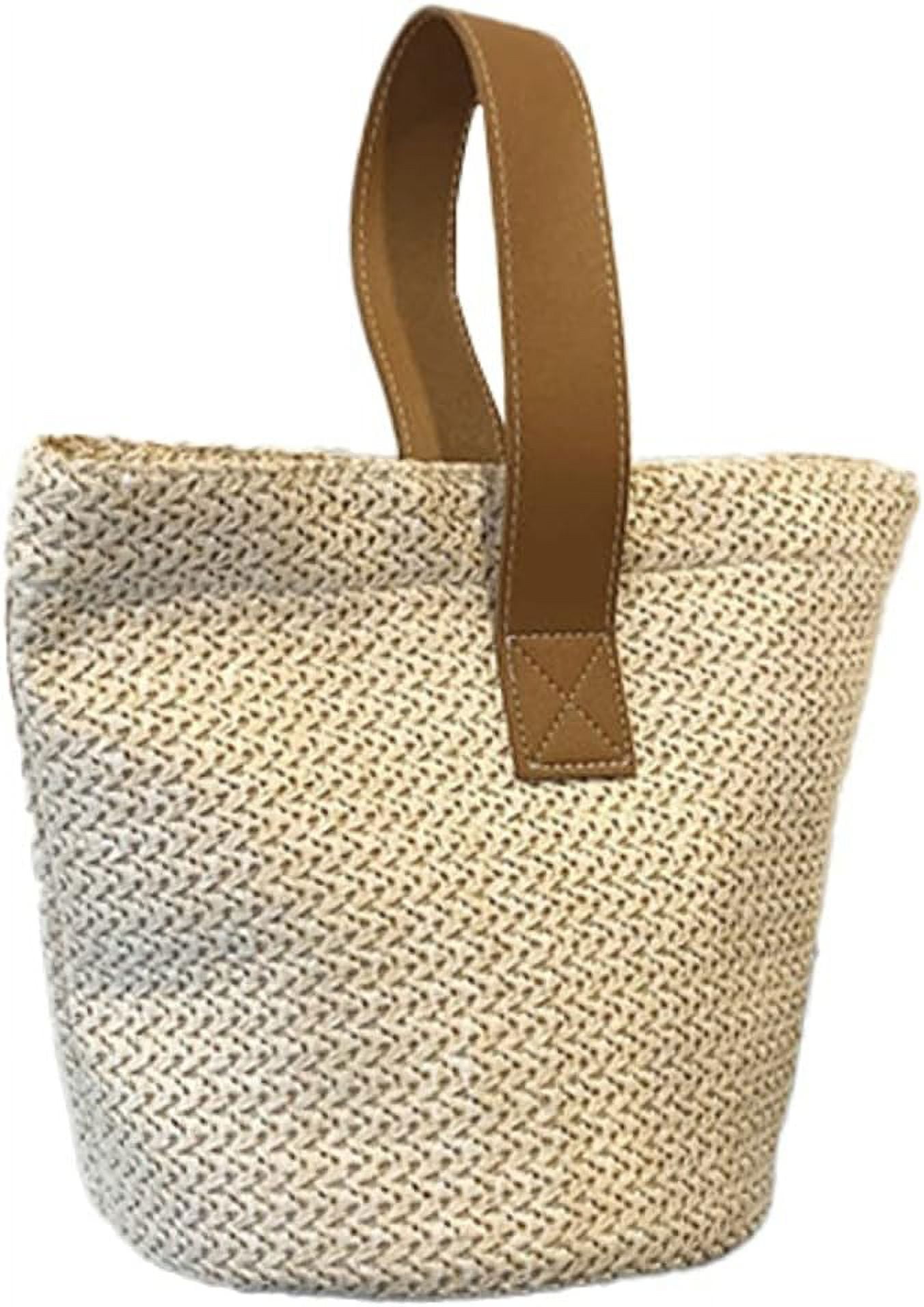 Kukuzhu Small Straw Bucket Bag Women Hand-woven Trendy Beach Shopping ...