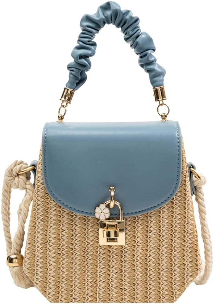 Kukuzhu Small Straw Tote Handbag for Women Handmade Top Handle Bag ...