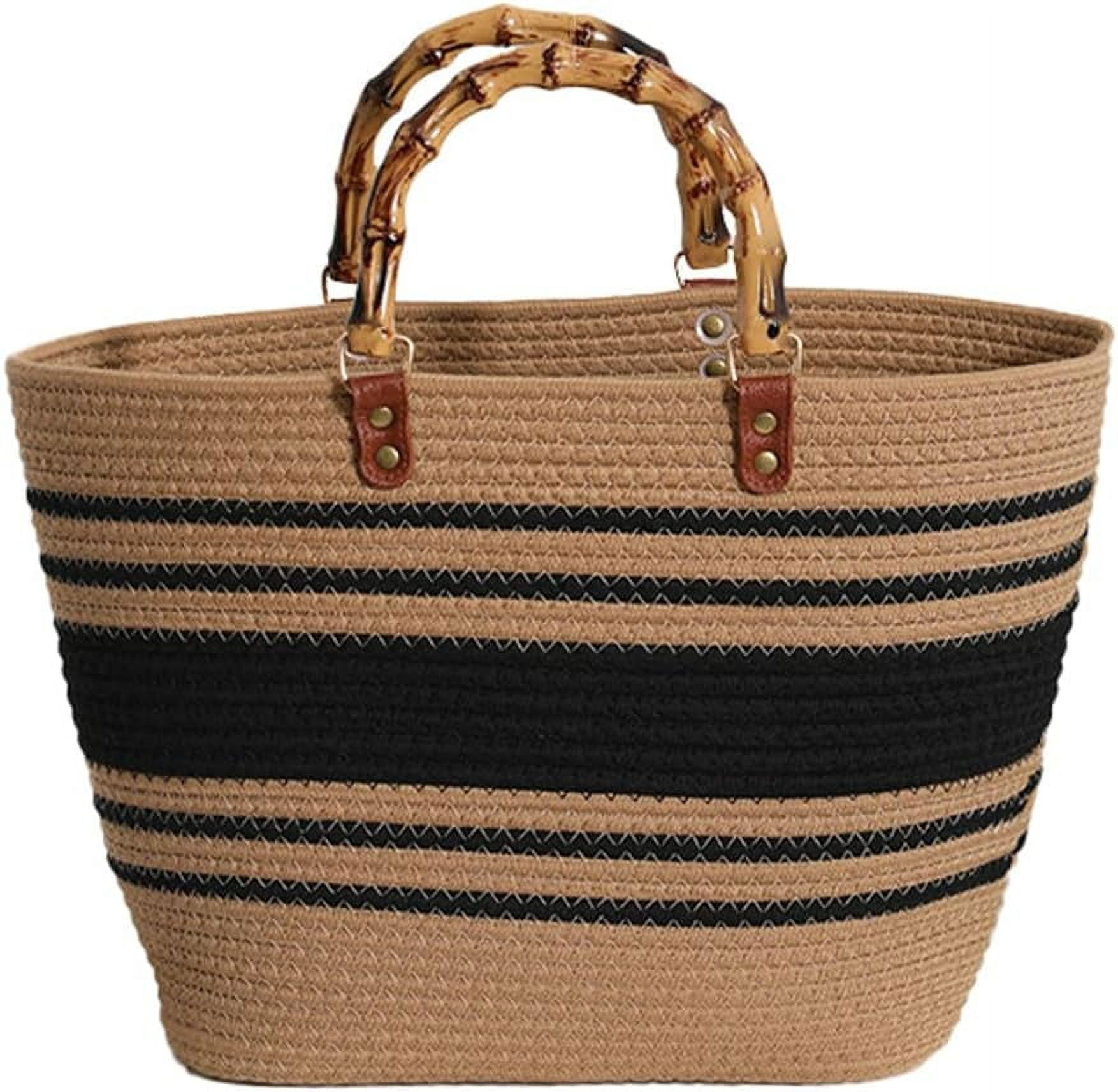 Kukuzhu Straw Bag for Women Retro Beach Bag Tote Bag Woven Rope Bamboo ...