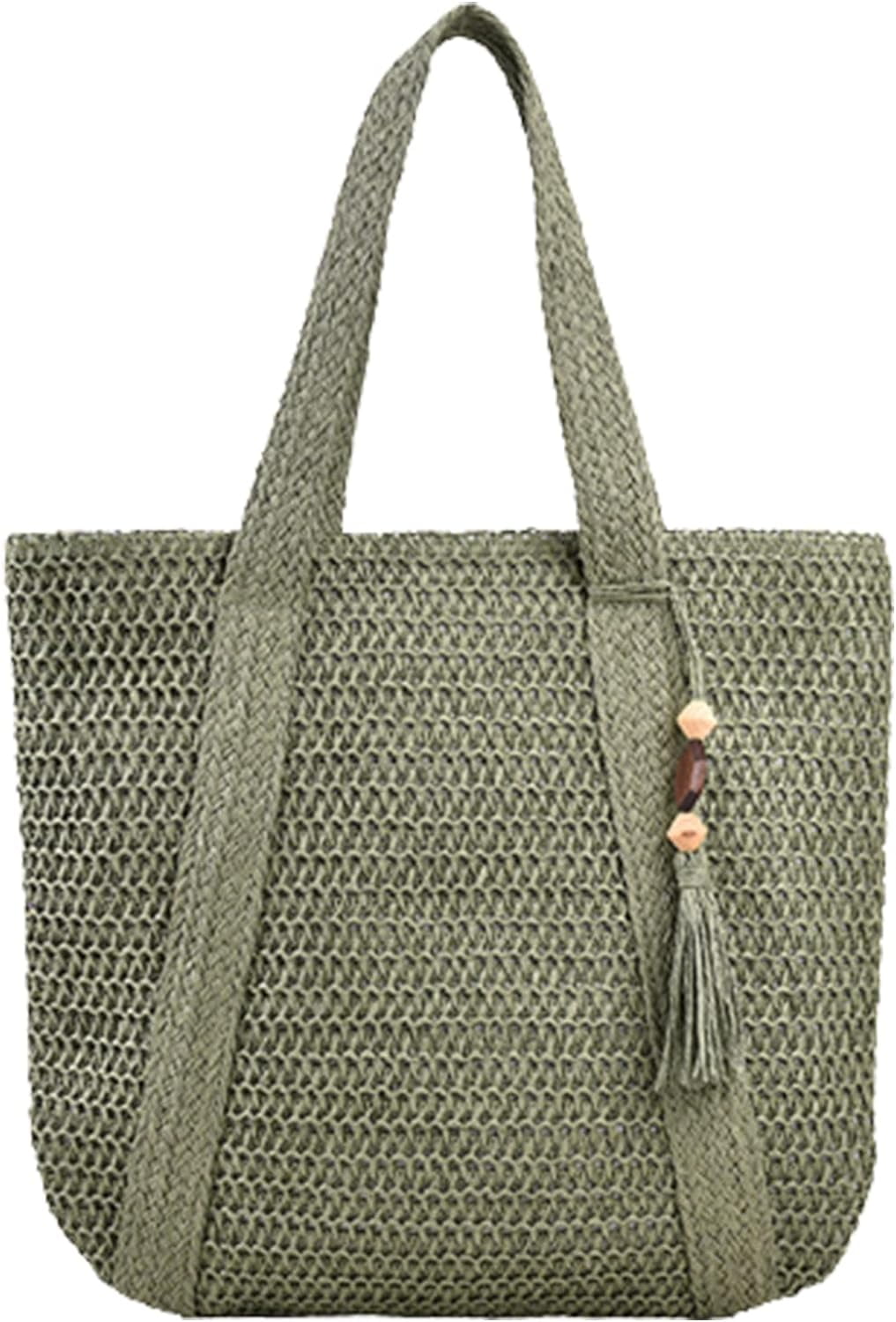 Kukuzhu Straw Beach Bag, Summer Woven Tote Bag with Tassels Large ...