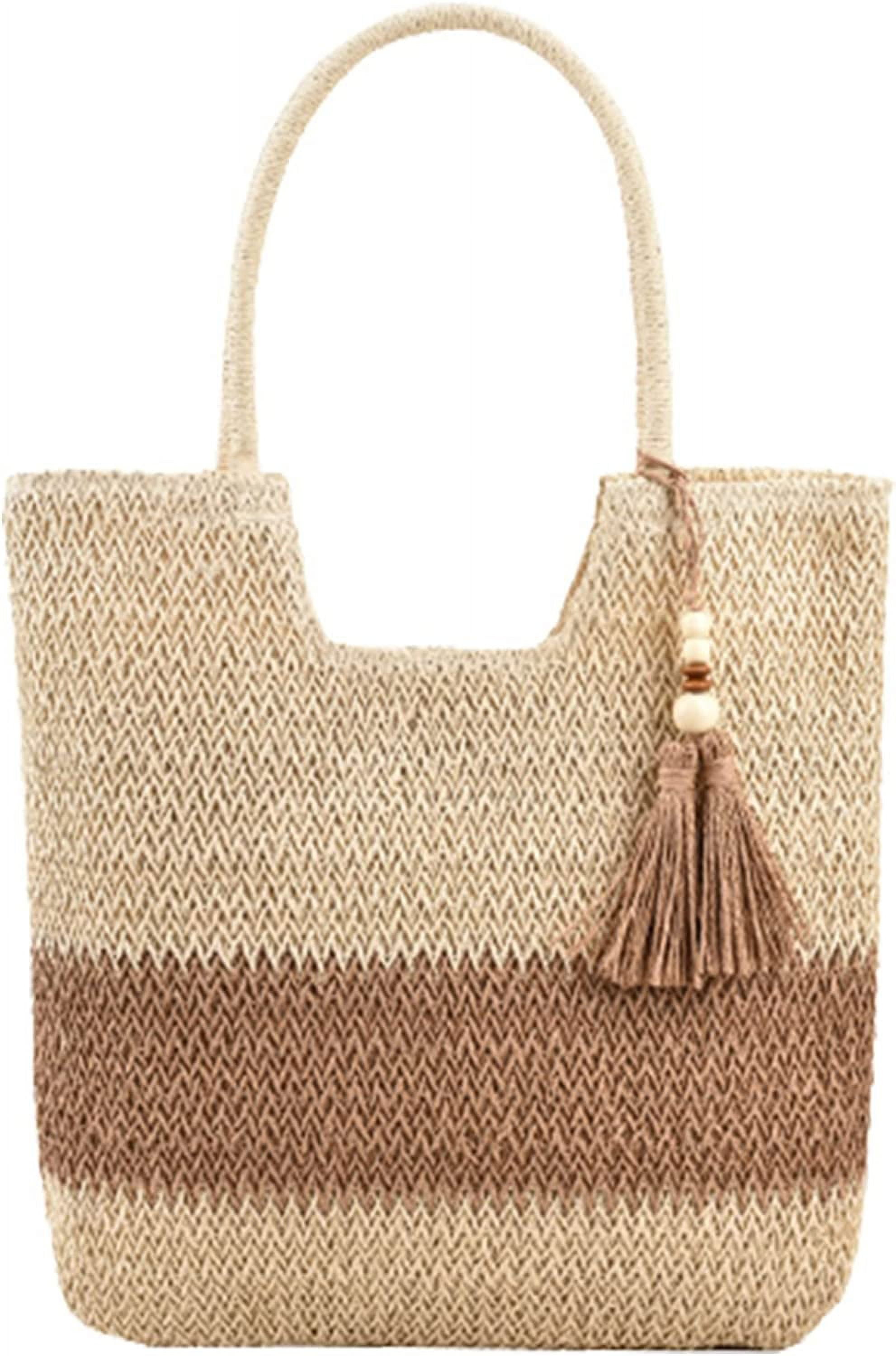 "Kukuzhu Straw Beach Bag, Summer Woven Tote with Tassels, Eco Travel ...