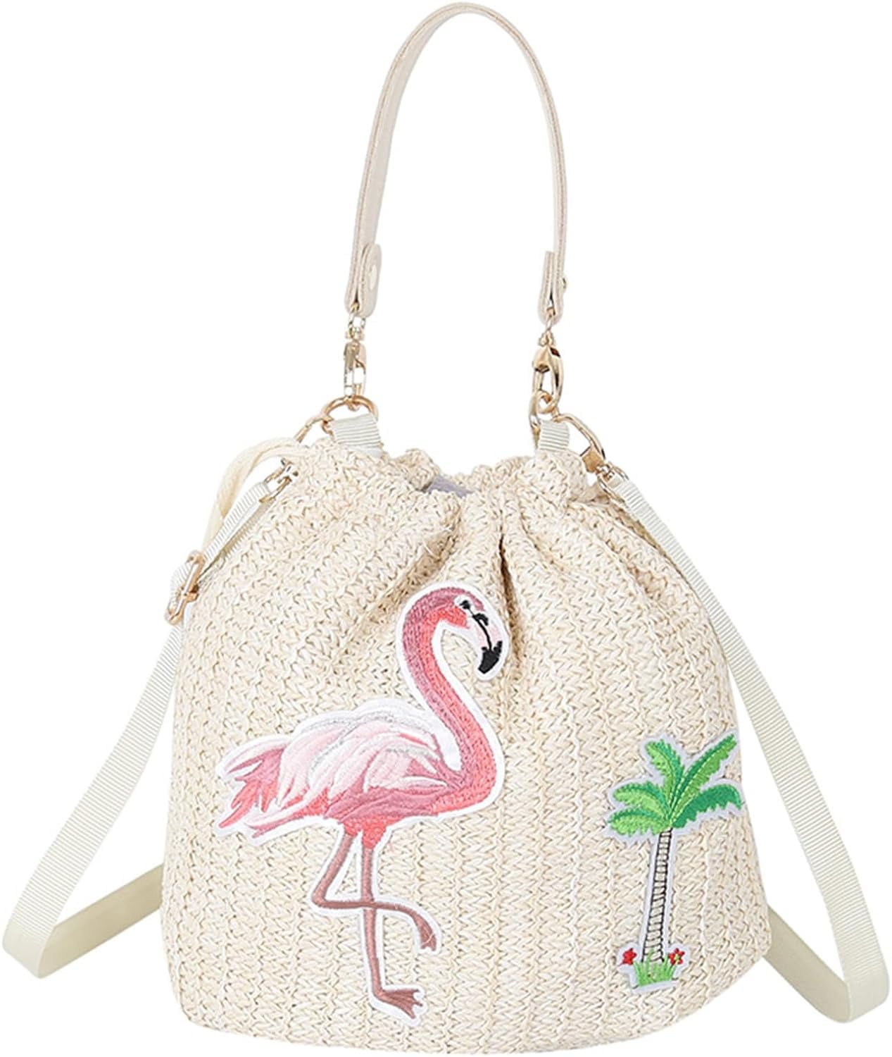 Kukuzhu Straw Bucket Bag for Women, Summer Straw Beach Bag Woven Bucket ...