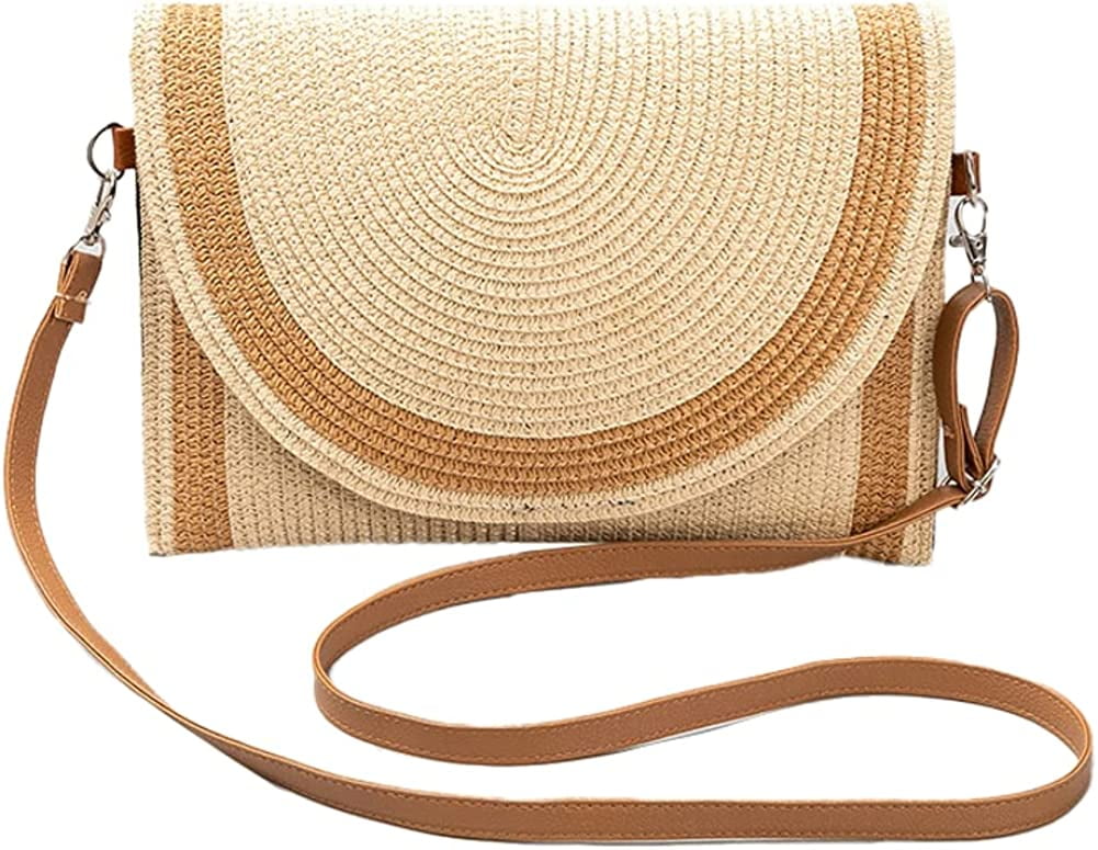 Kukuzhu Straw Clutch Purse Women Stylish Straw Crossbody Bag Envelope ...