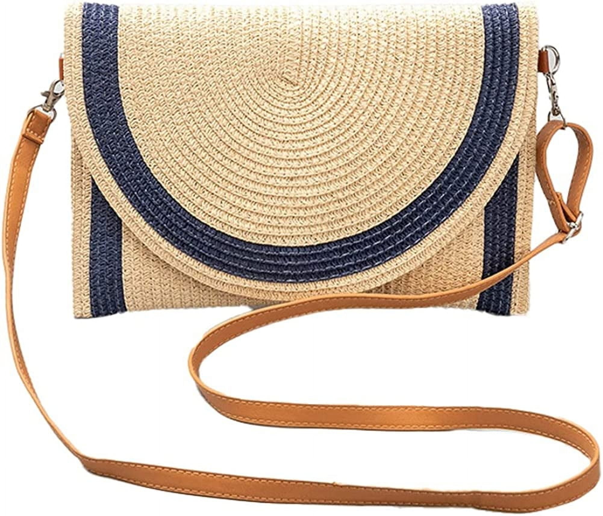 Kukuzhu Straw Clutch Purse Women Stylish Straw Crossbody Bag Envelope ...