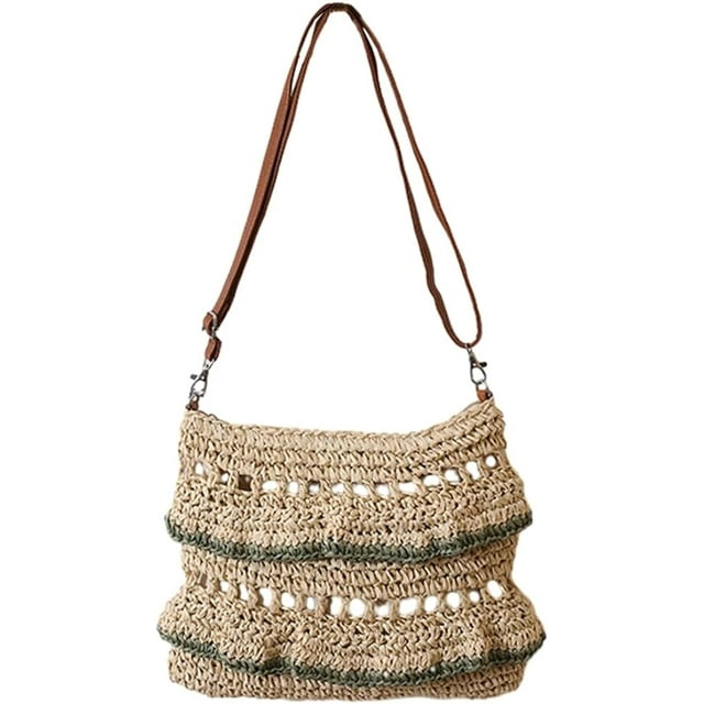 Kukuzhu Straw Crossbody Bag for Women Summer Beach Purse Handmade Woven ...