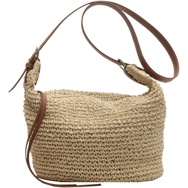 Kukuzhu Straw Crossbody Bags for Women, Straw Beach Bag Handmade Woven ...