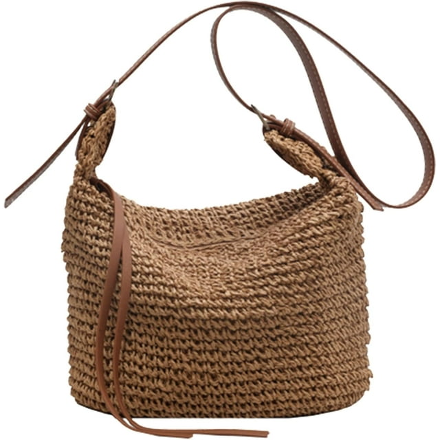 Kukuzhu Straw Crossbody Bags for Women, Straw Beach Bag Handmade Woven ...
