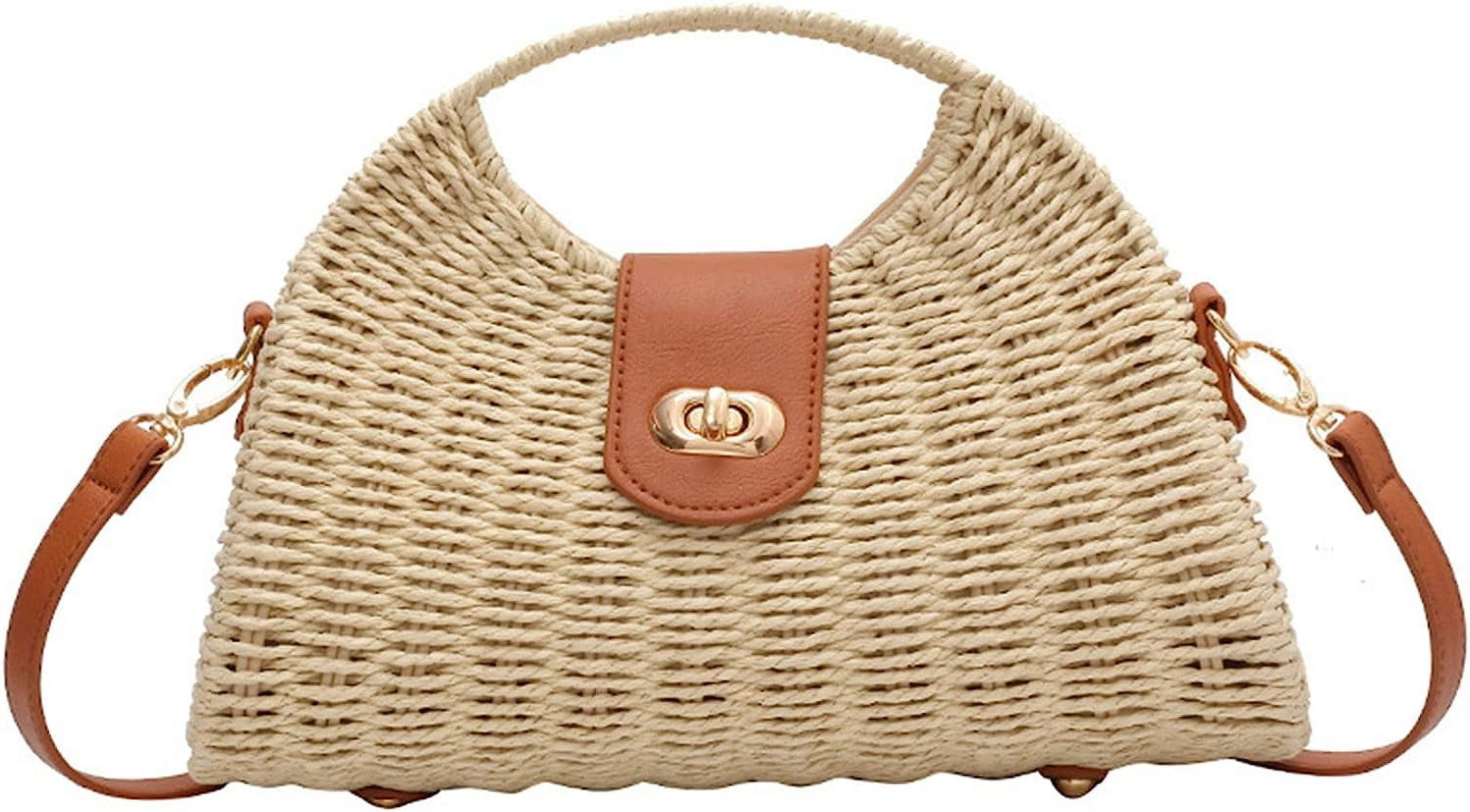 Kukuzhu Straw Handbags Women Summer Beach Tote Bag Woven Wicker Rattan ...