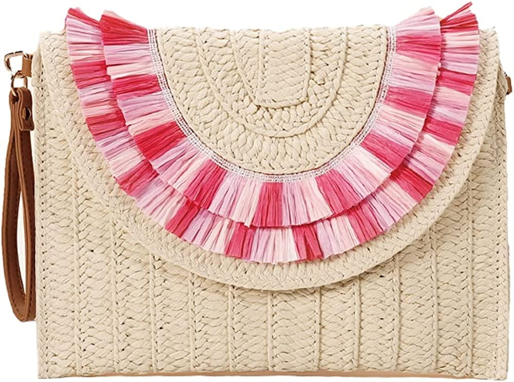 Kukuzhu Straw Purses for Women Summer Stylish Straw Clutch Purse ...