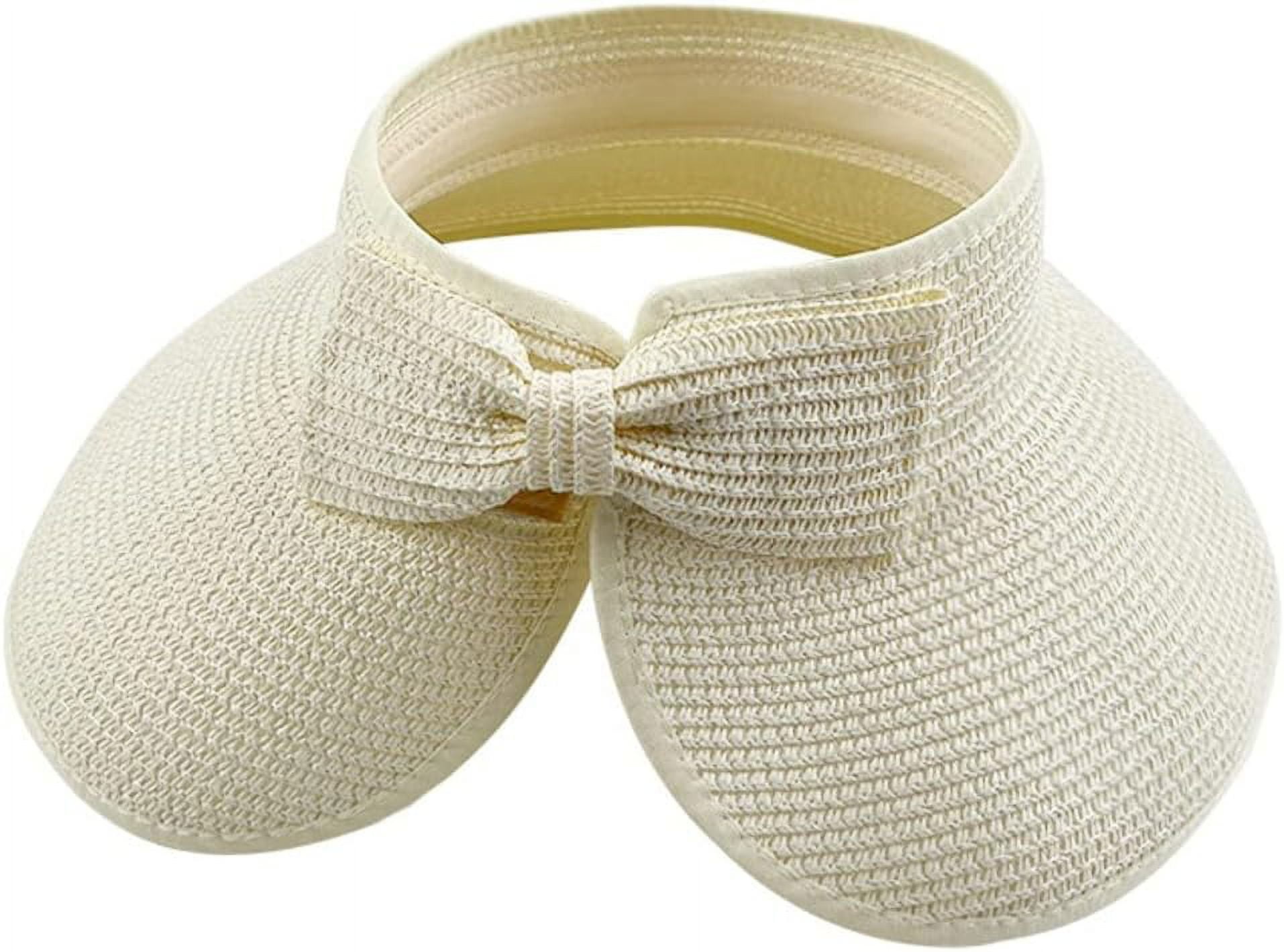 Kukuzhu Straw Sun Hat Women Wide Brim Visor UV Protection Chic Bowtie ...