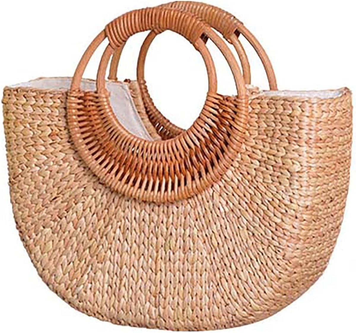 Kukuzhu Straw Tote Bag for Women Handmade Straw Rattan Woven Handbag ...