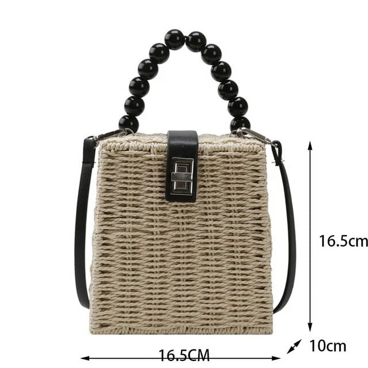 Kukuzhu Summer Bead Box Shoulder Bag Women Fashion Straw Beach Bags ...